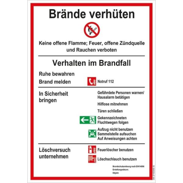 Aushang-Schild "Verhalten im Brandfall" - Feuerloescher24