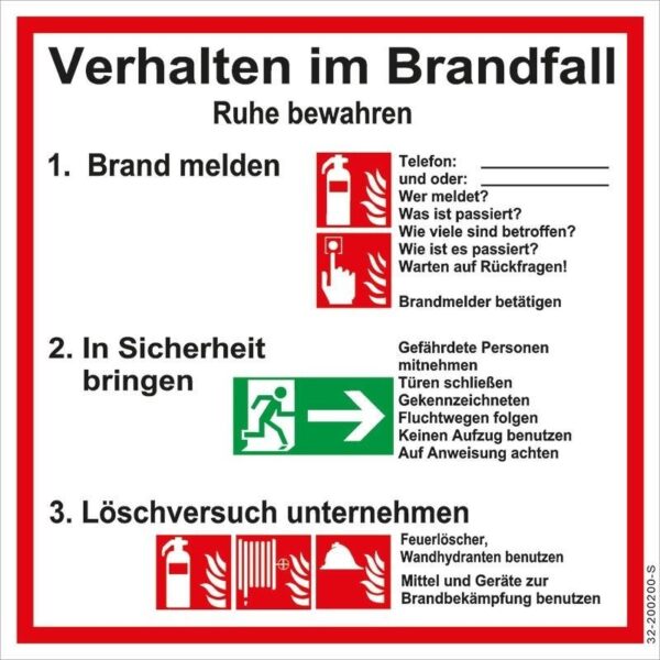 Aushang-Schild "Brandschutzordnung" - Feuerloescher24